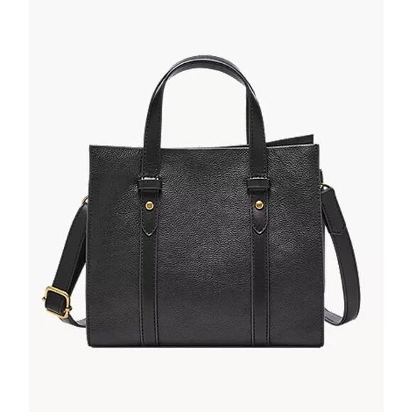 Fossil | Bags | Fossil Kingston Black Pebble Leather Square Satchel ...